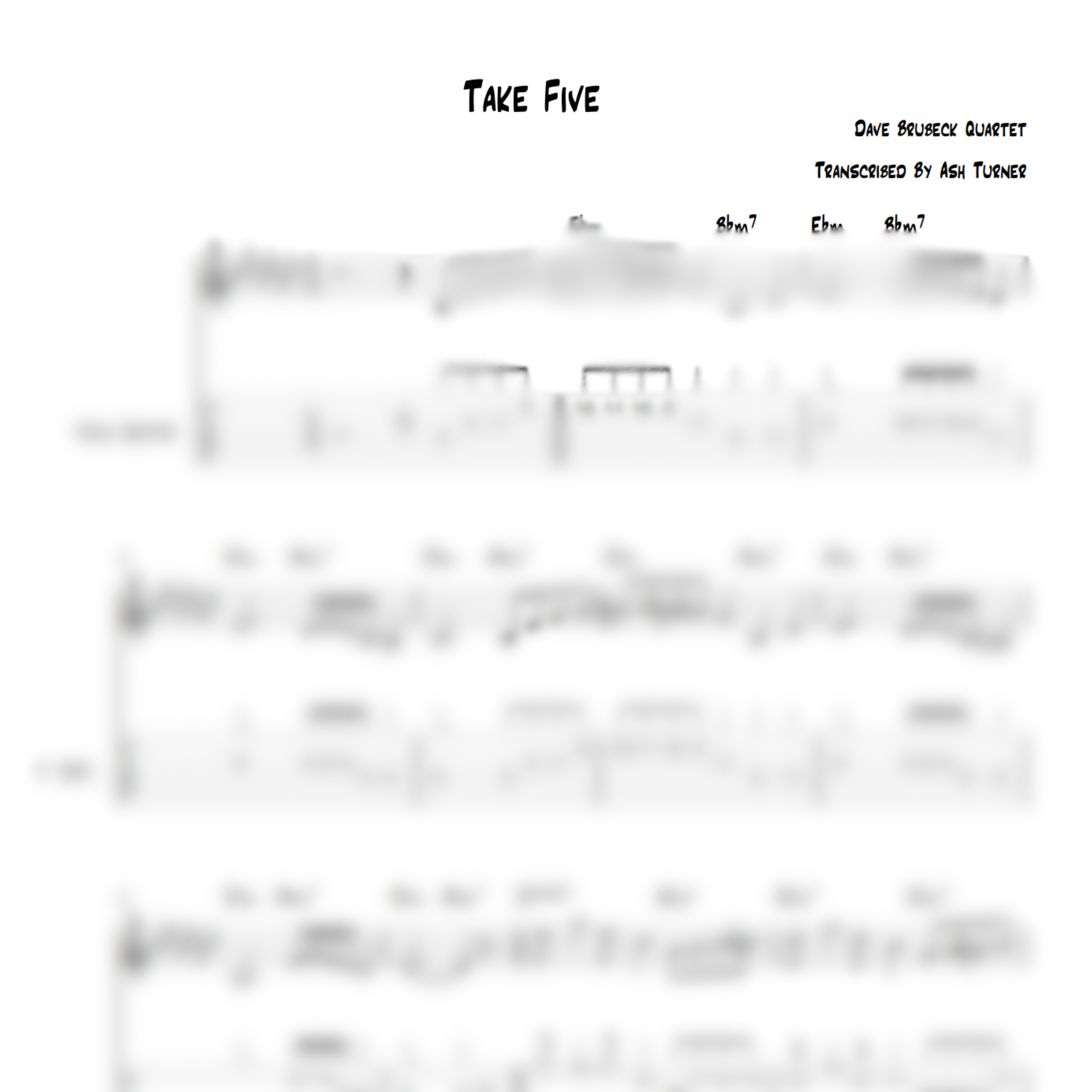 Take Five - Dave Brubeck (w/ TAB) – Bop Jazz